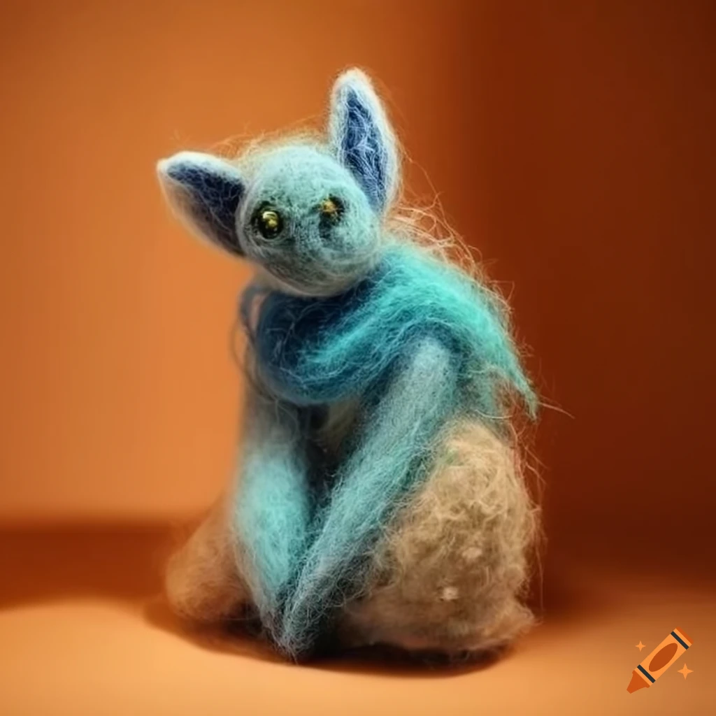 Fantasy felted wool creatures in special clothing on Craiyon