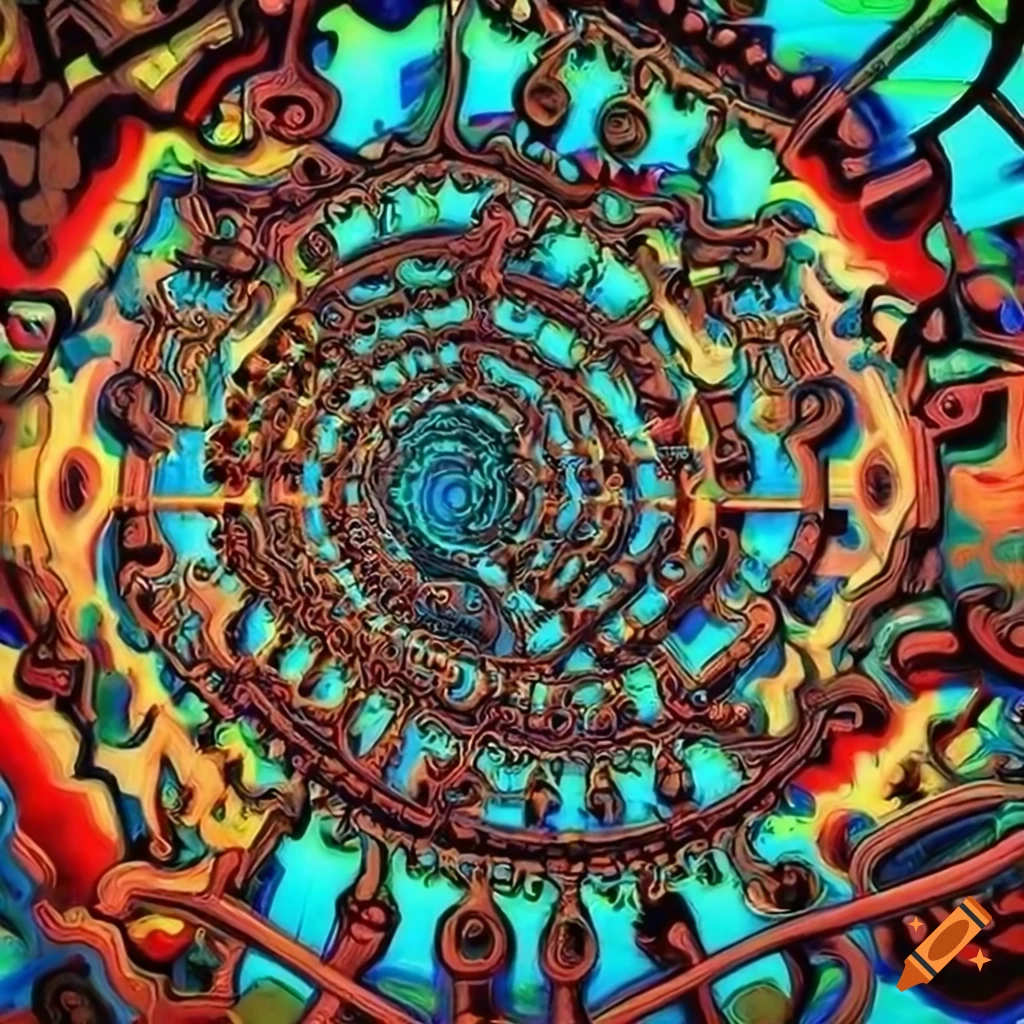 Psychedelic alien tree in tube art style with detailed technical ...