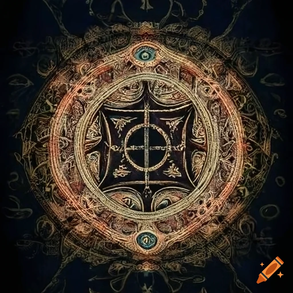 Intricate tapestry of mystic and occult symbols on Craiyon