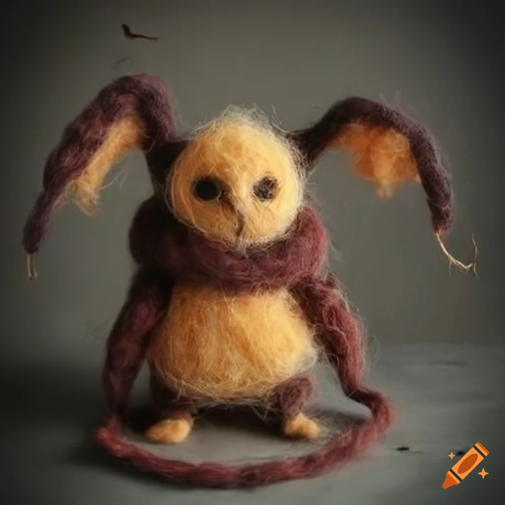 Fantasy felted wool creatures in special clothing on Craiyon