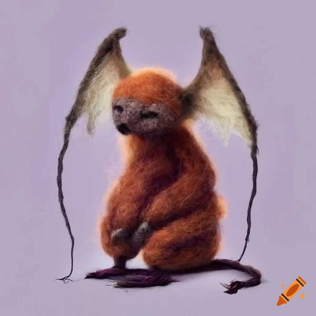 Fantasy felted wool creatures with unique outfits on Craiyon