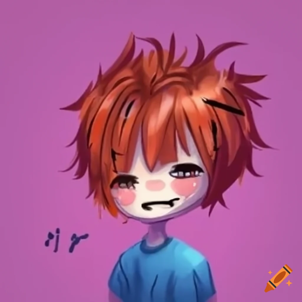 Roblox boy chibi with bacon hair laughing and playing on Craiyon