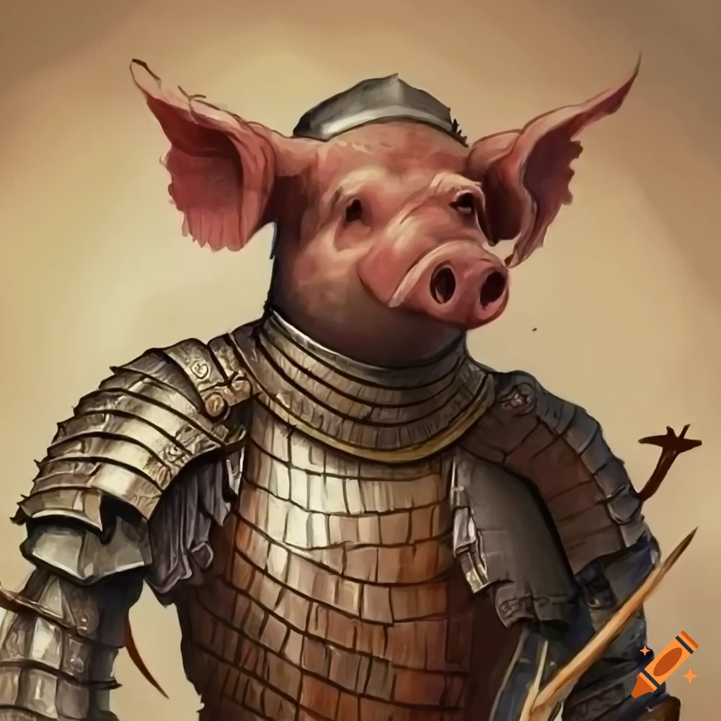 Pigman in armor with a bow on Craiyon