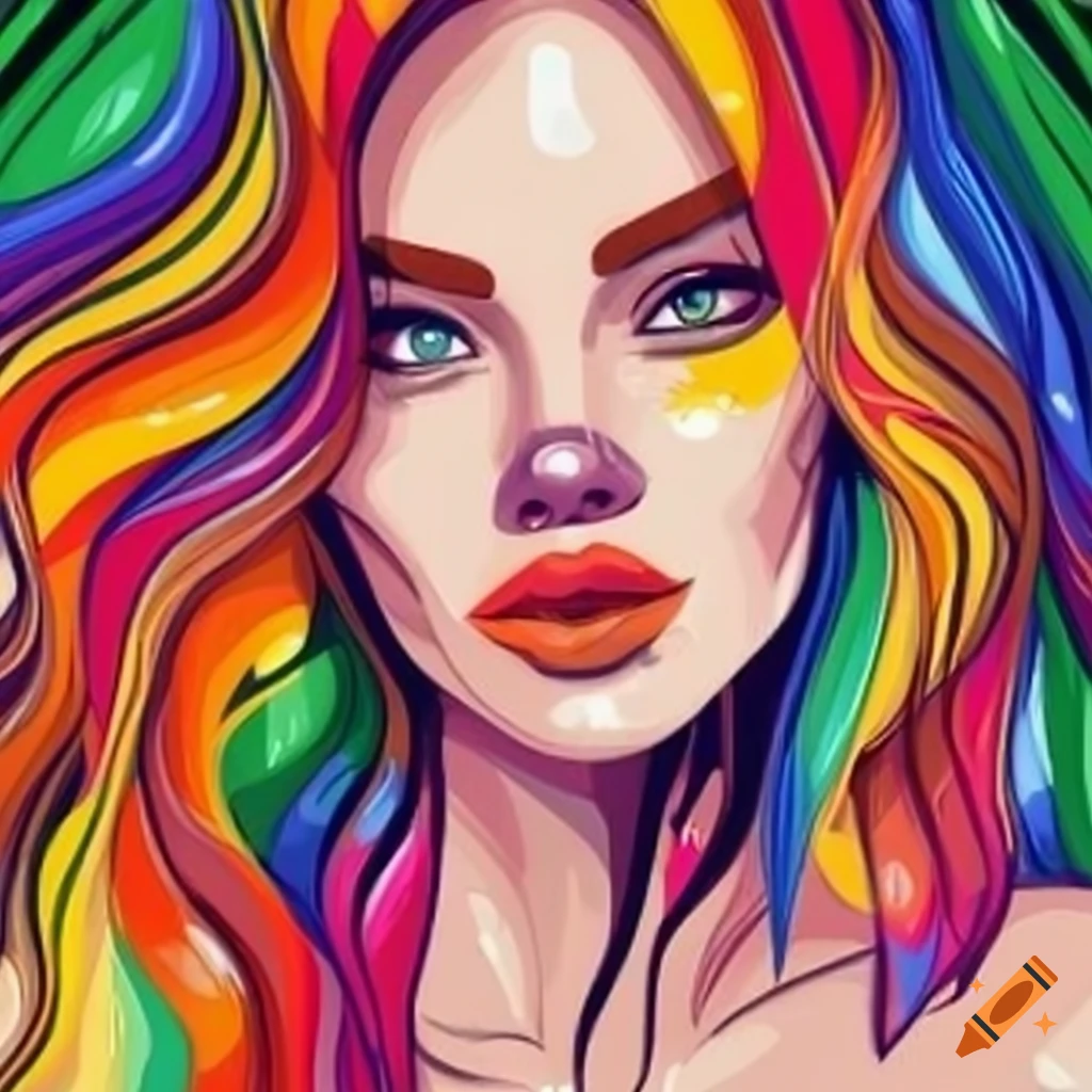 Vector illustration of a female face on Craiyon