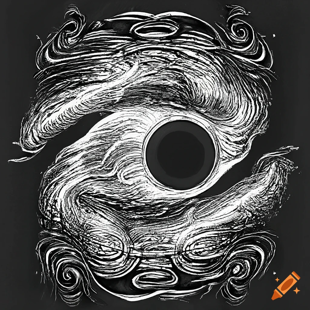 Circular eclipse symbol with stylized eyes on Craiyon