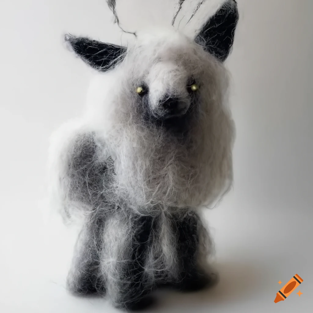 Felted wool fantasy creatures wearing special clothing on Craiyon