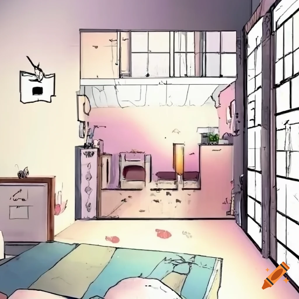 Simple 2d floor plan with labeled rooms on Craiyon