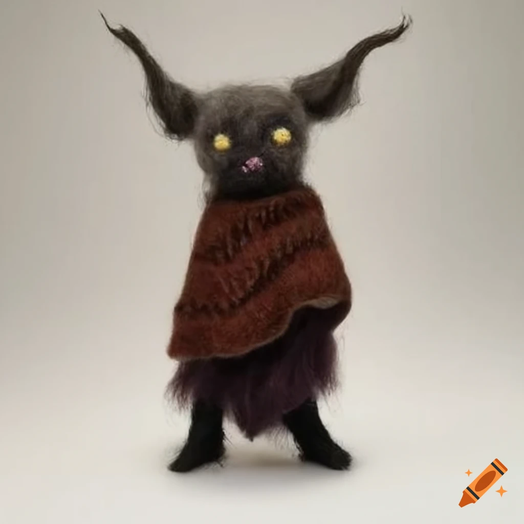 Fantasy felted wool creatures wearing unique clothing on Craiyon