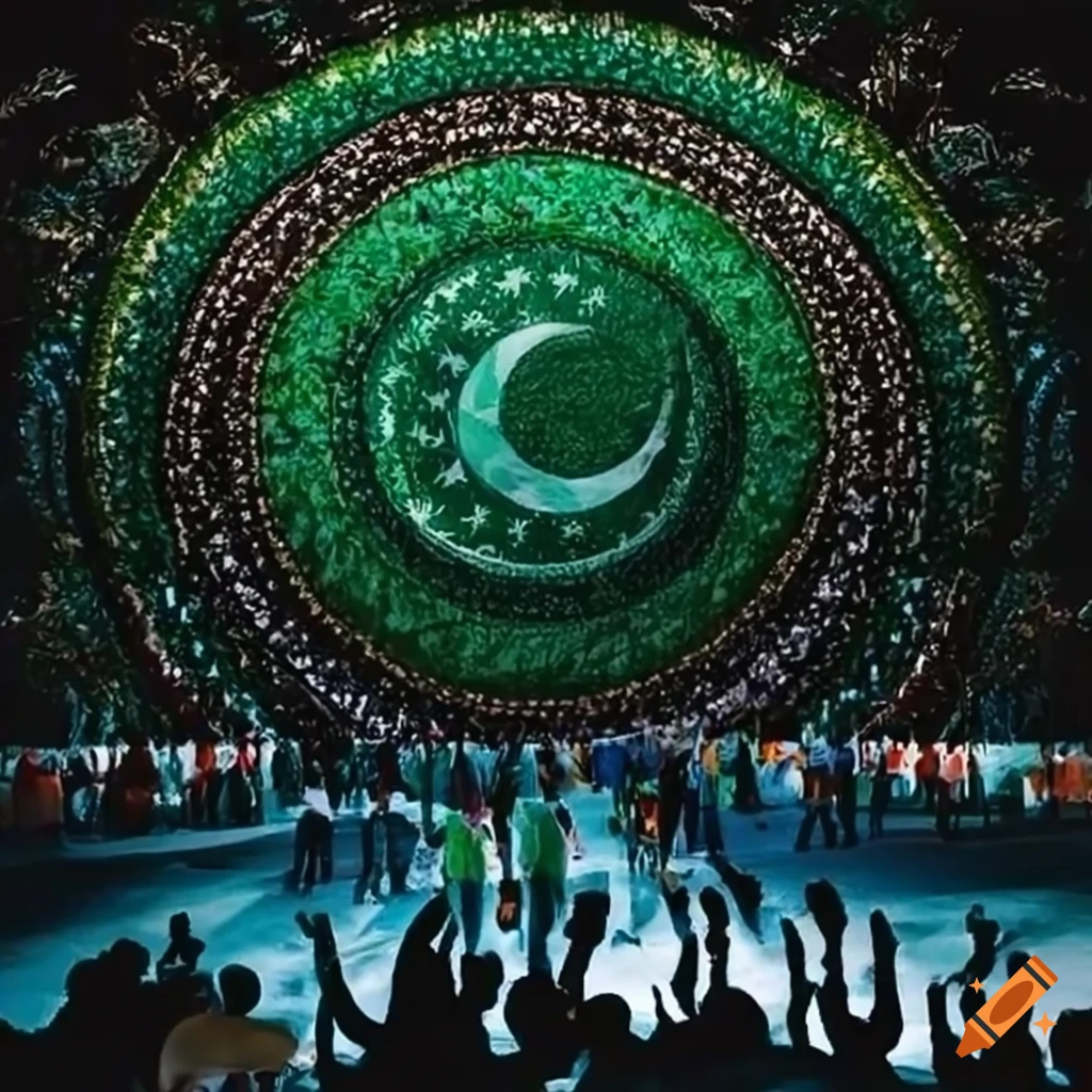 Artistic representation of Pakistan's Resolution Day with diverse ...