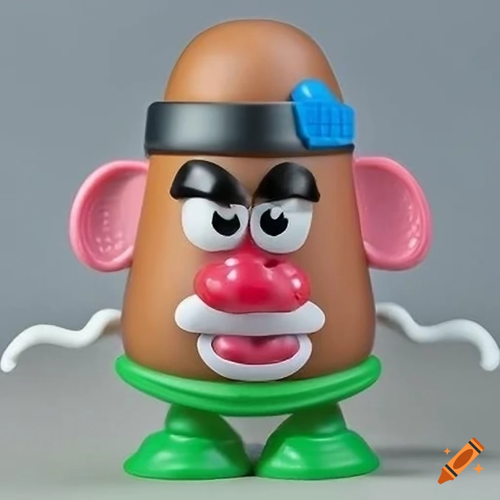 Angry mr. potato head plastic toy with fierce expression on Craiyon