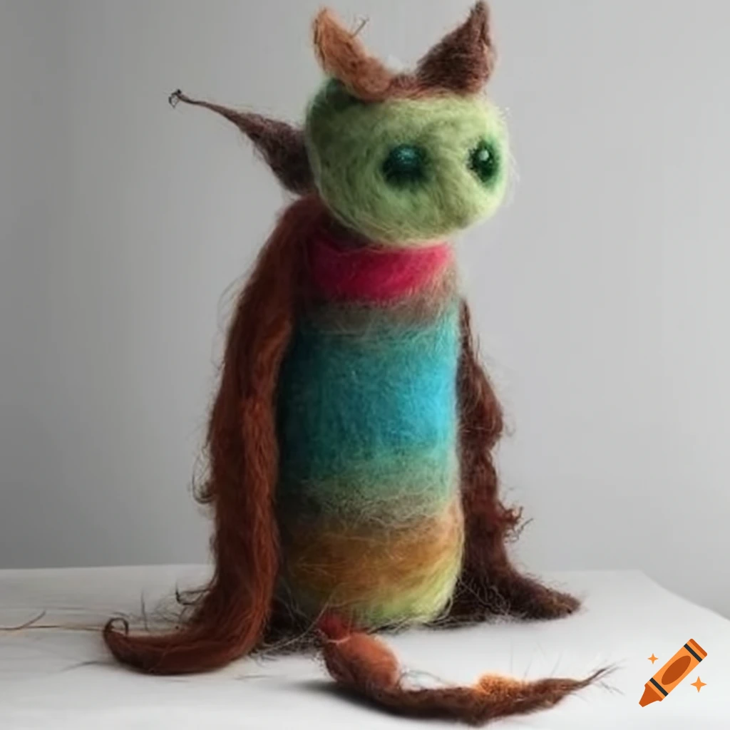 Fantasy felted wool creatures in unique clothing on Craiyon