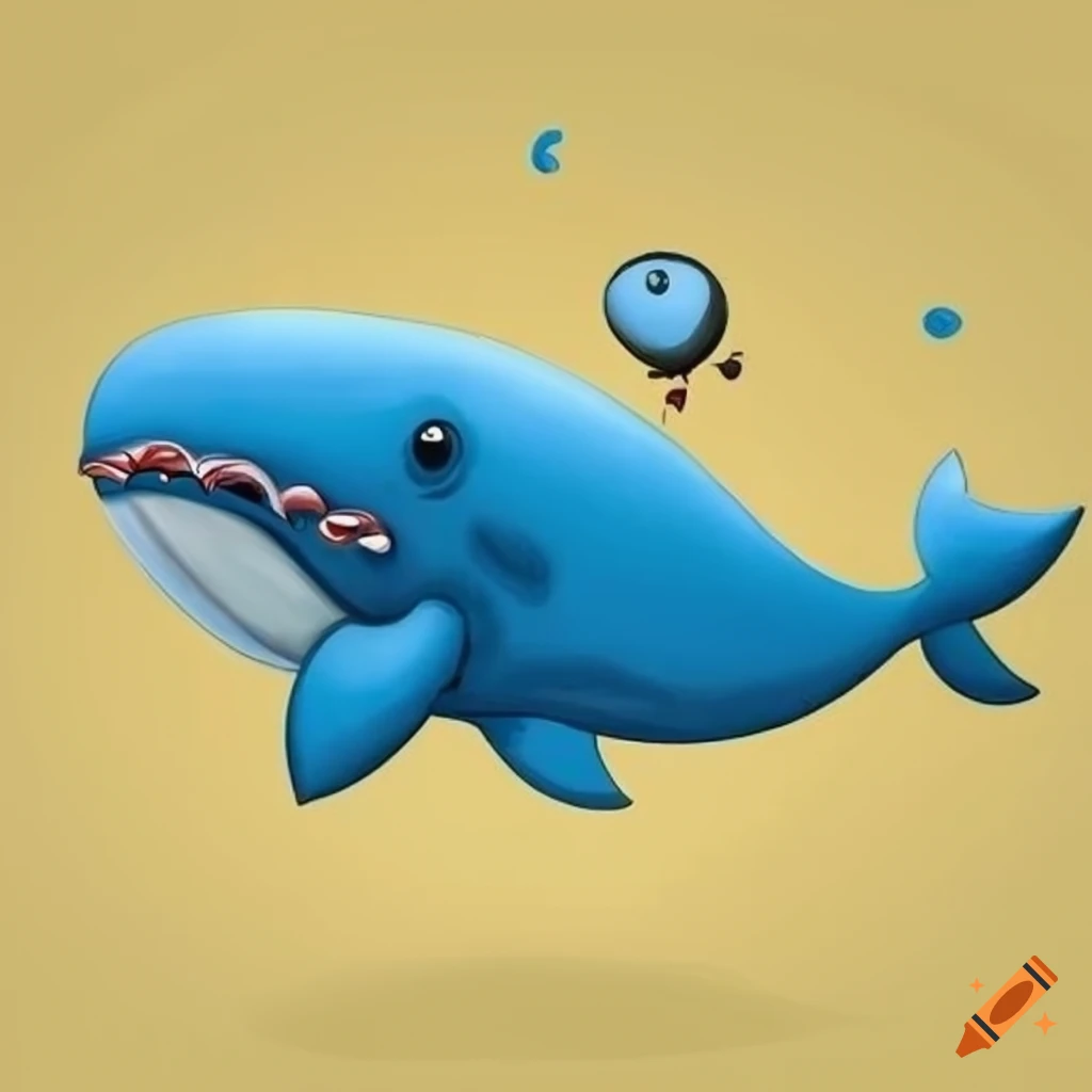 Cartoon whale on Craiyon