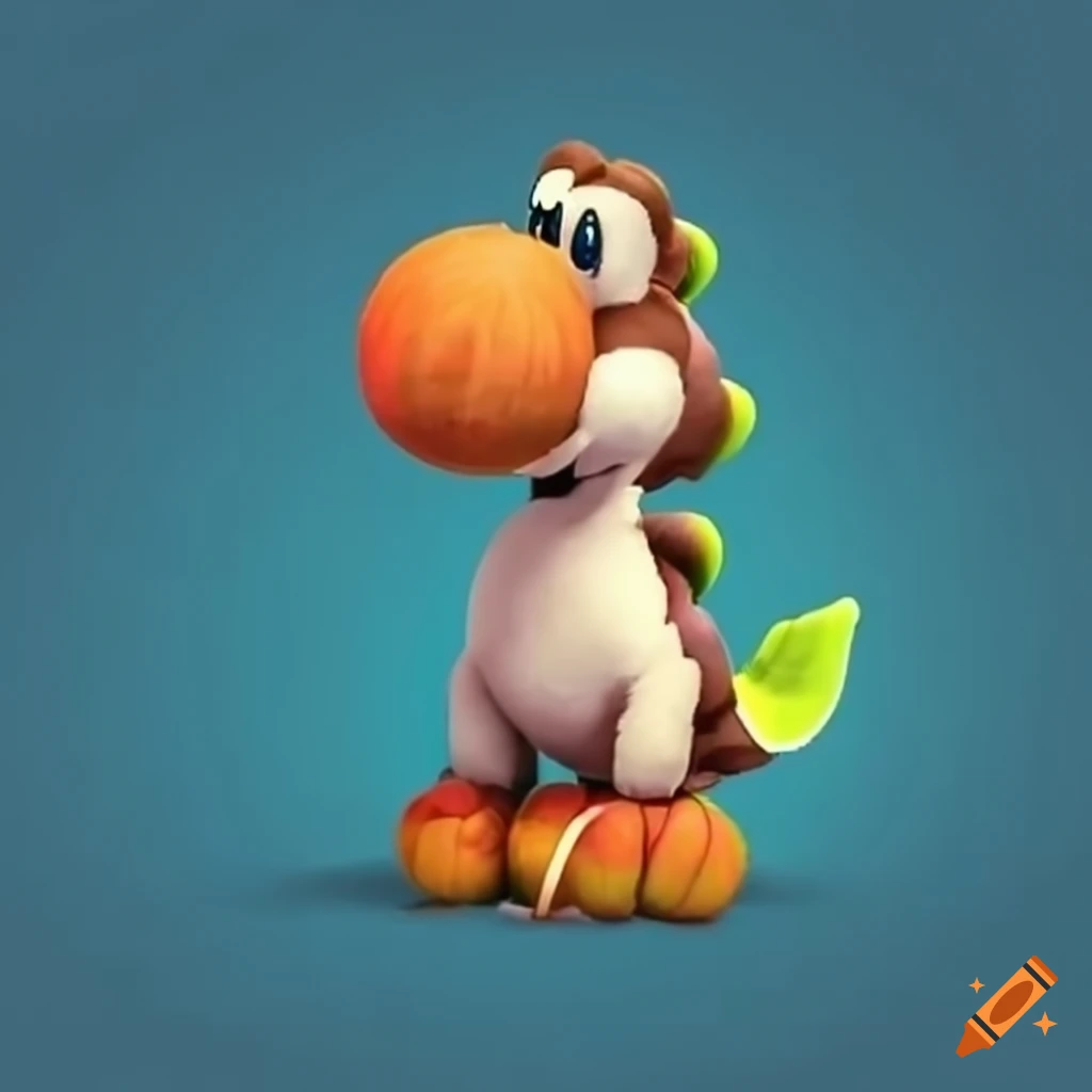 Yoshi with a cold pondering a ragdoll pumpkin queen on Craiyon