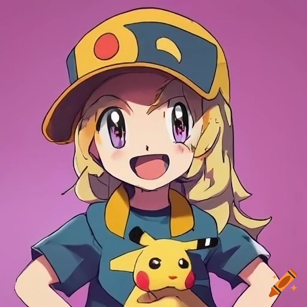 Blonde kid pokemon trainer with pikachu and psyduck on Craiyon