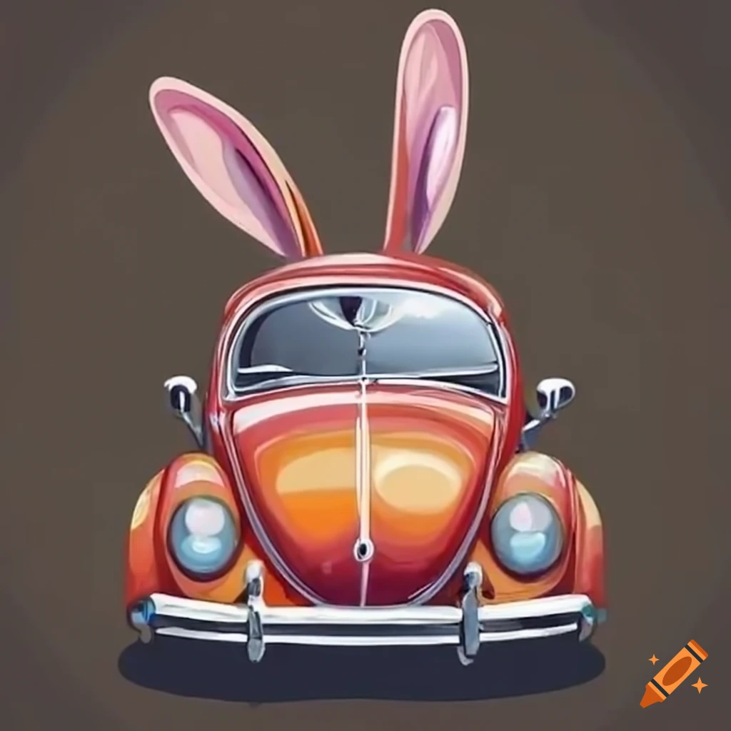 Easter bunny in a volkswagen beetle on Craiyon