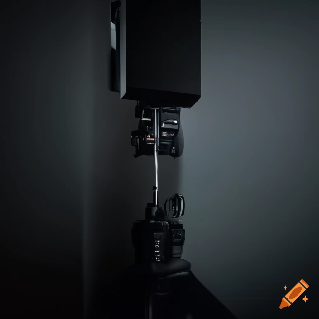 Cinematic multimedia setup in a grey-themed room on Craiyon