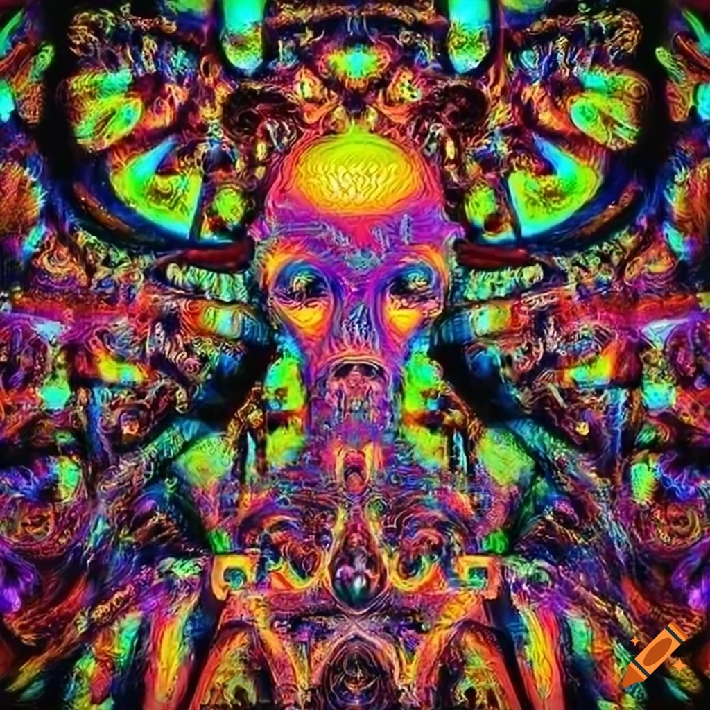 Psychedelic alien tree in tube art style with detailed technical ...