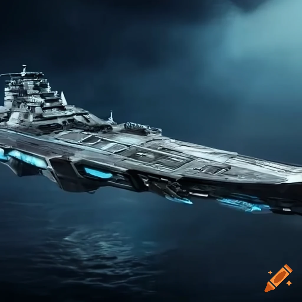 Futuristic warship on Craiyon