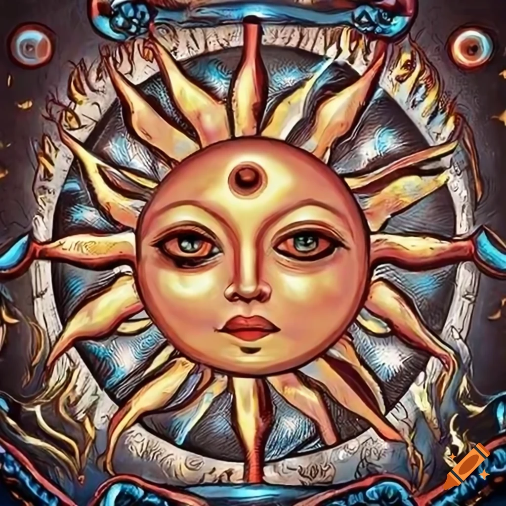 Tarot card depicting the sun symbol on Craiyon