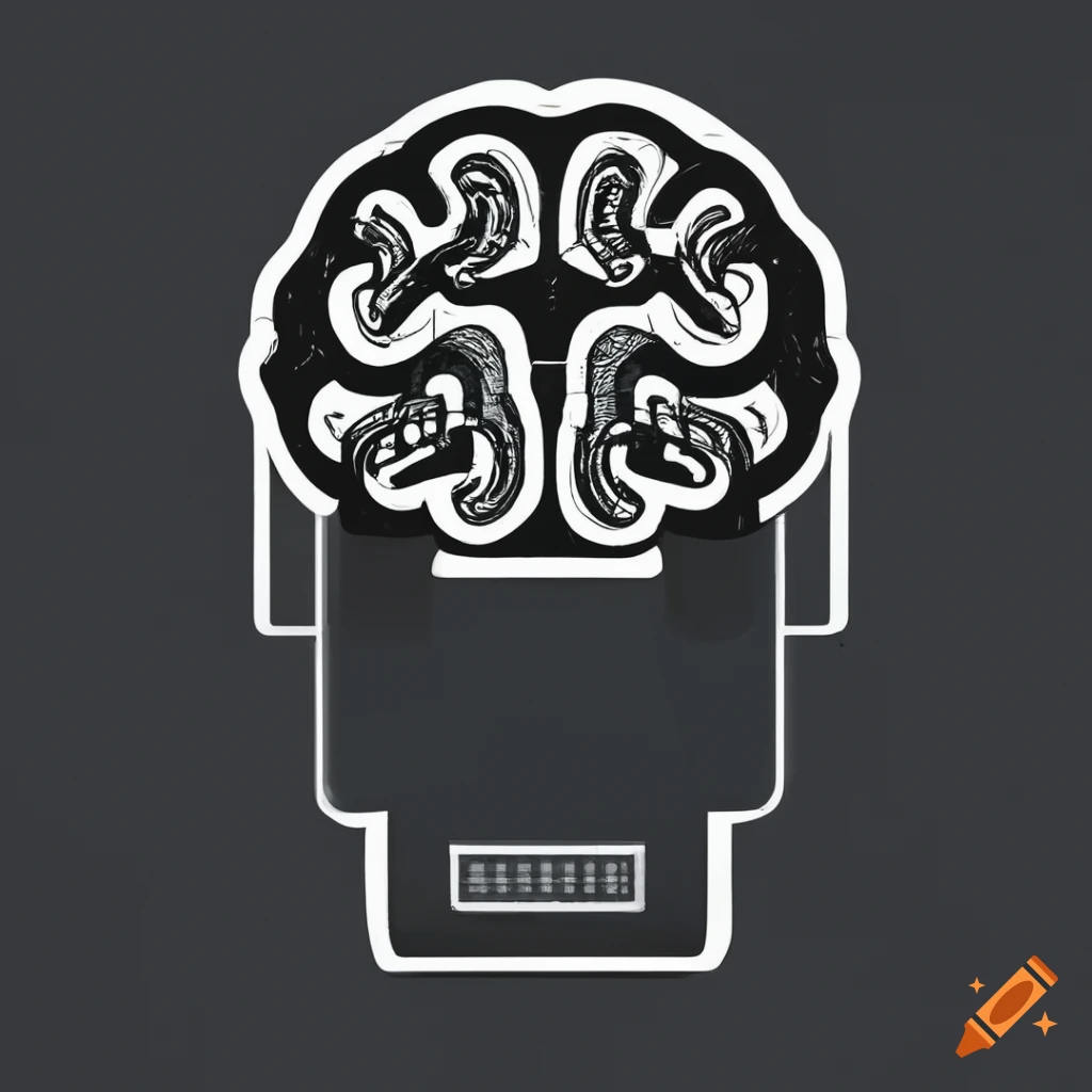 Black and white robot brain design on Craiyon