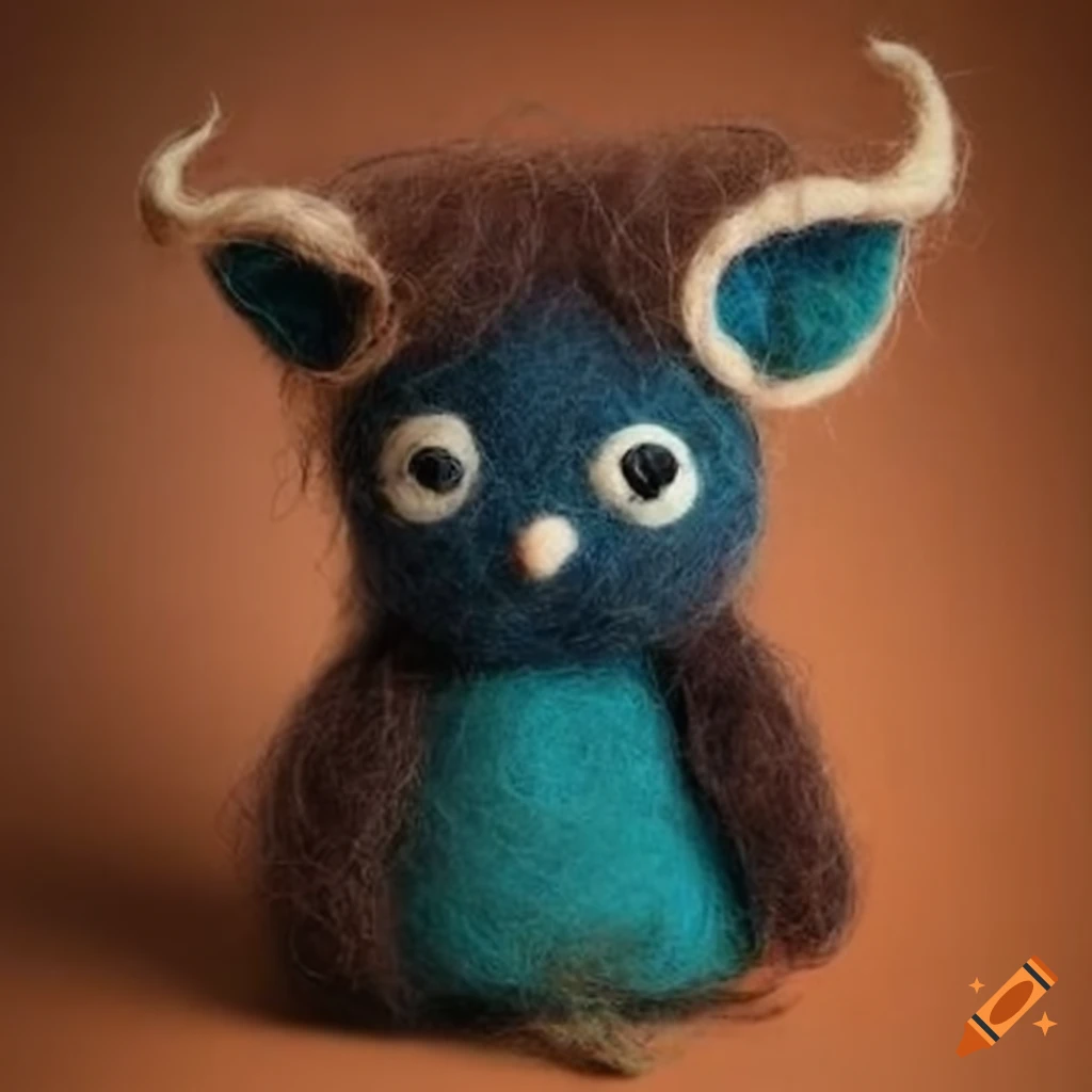 Fantasy felted wool creatures in unique clothing designs on Craiyon