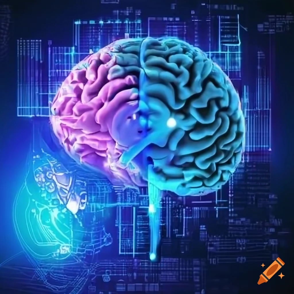 Abstract Representation Of Data And Human Brain Comparison On Craiyon