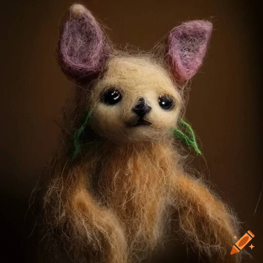 Fantasy felted wool creatures with special clothing on Craiyon