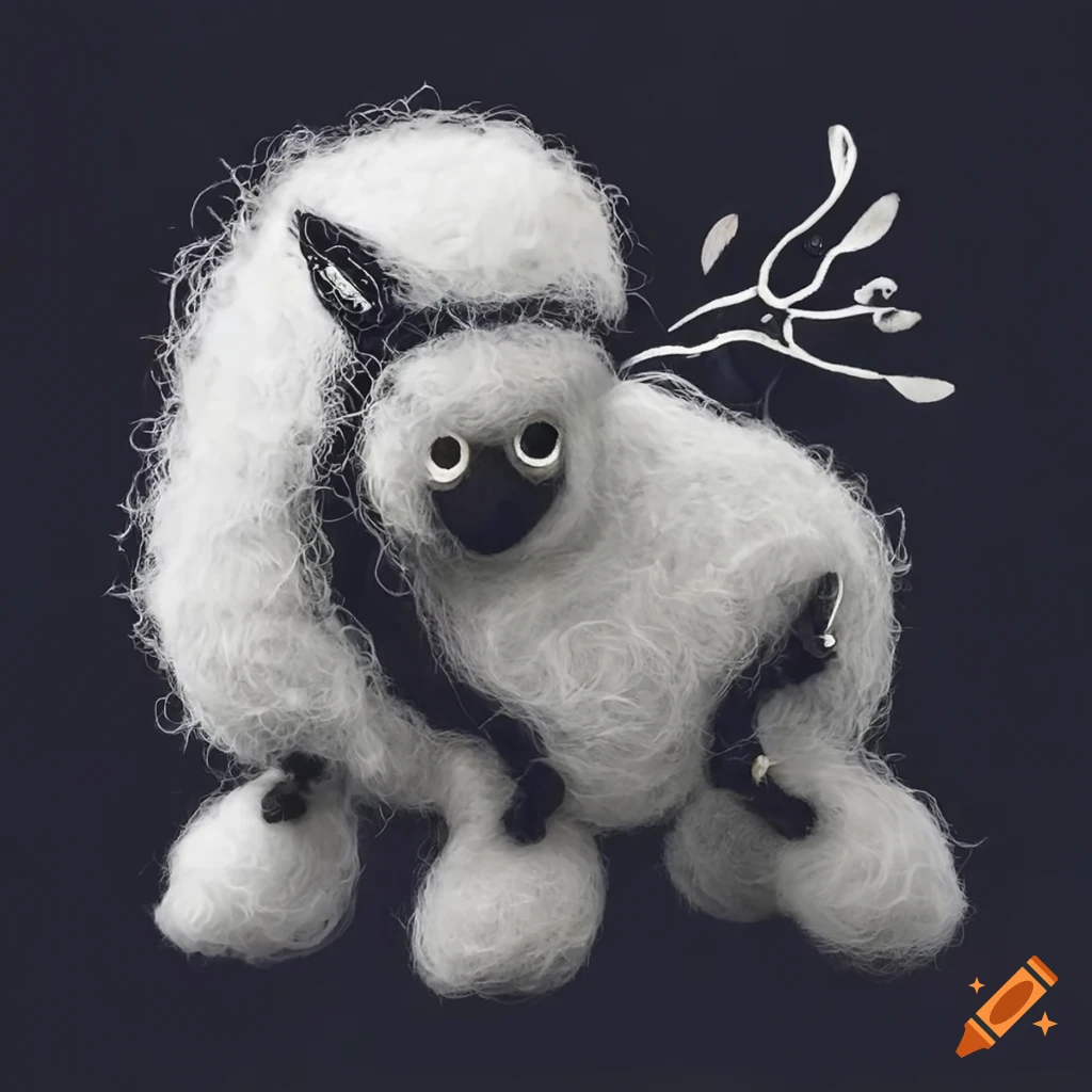 Fantasy felted wool creatures in special clothing on Craiyon