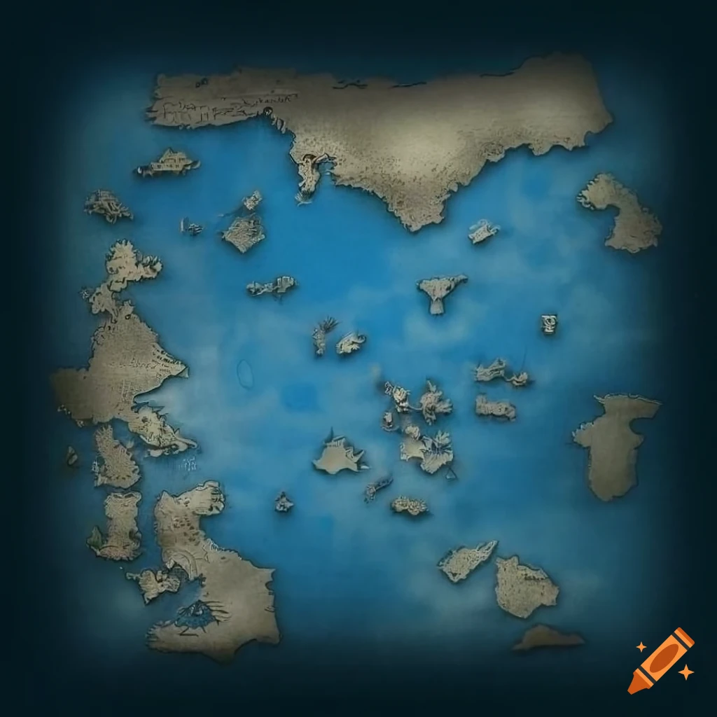 Detailed treasure map in shades of blue on Craiyon