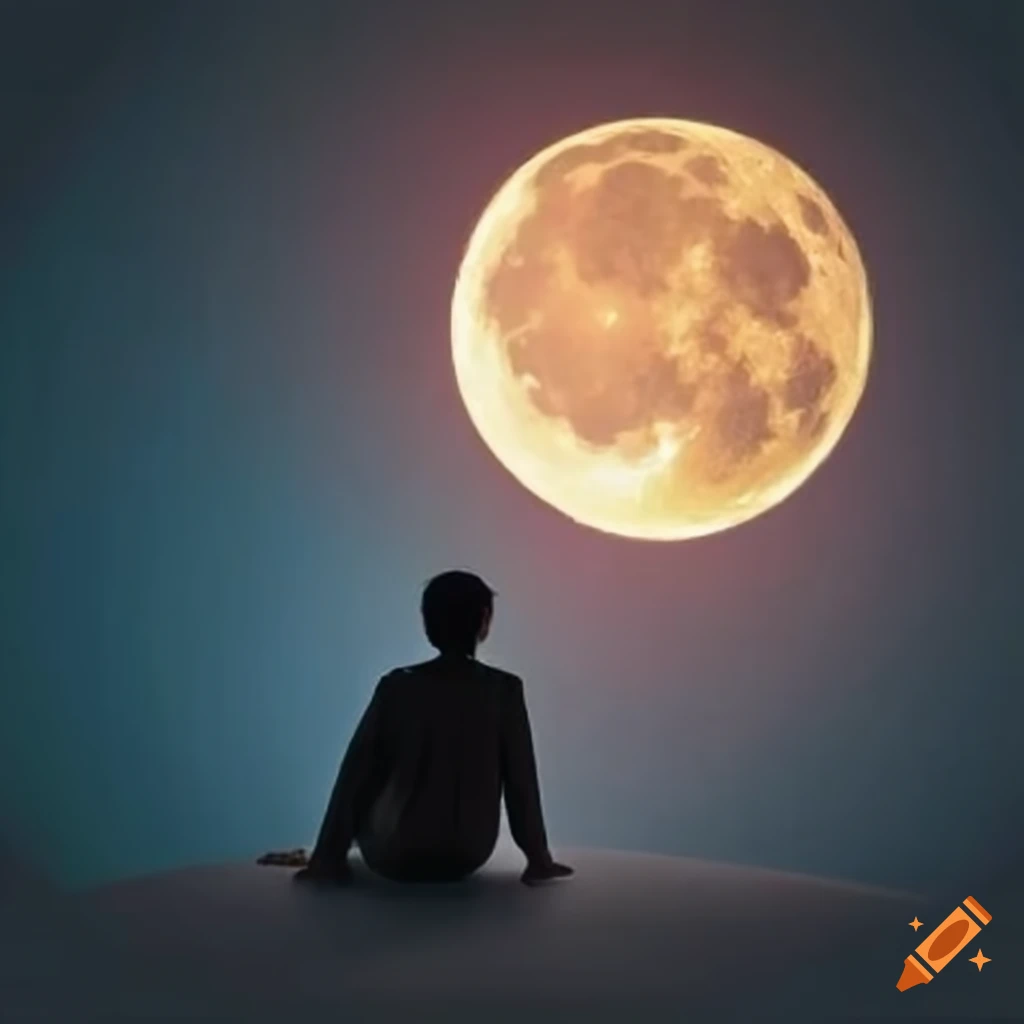 Asian men sitting under the moon on Craiyon