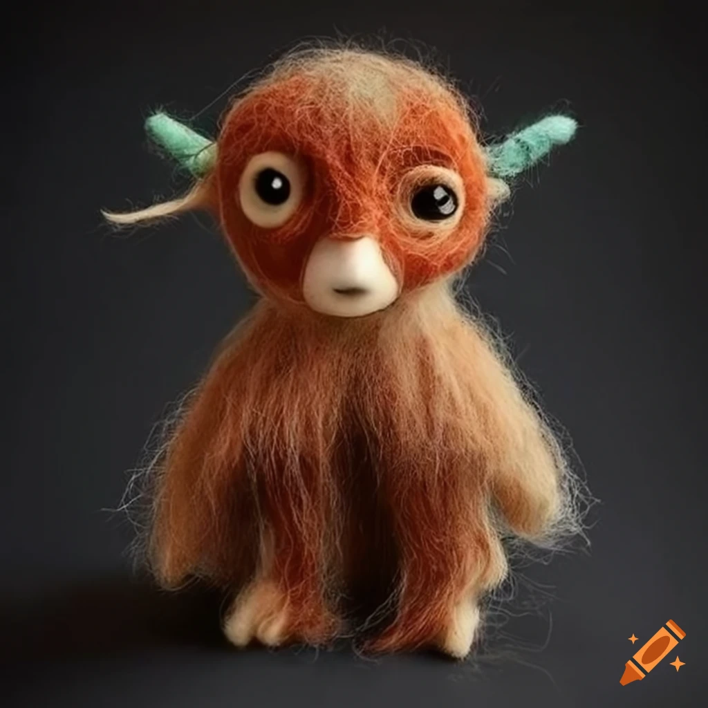 Fantasy felted wool creatures in unique attire on Craiyon