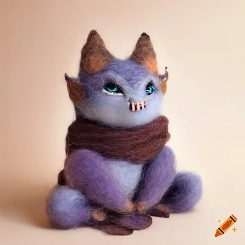 Fantasy felted wool creatures in unique clothing designs on Craiyon