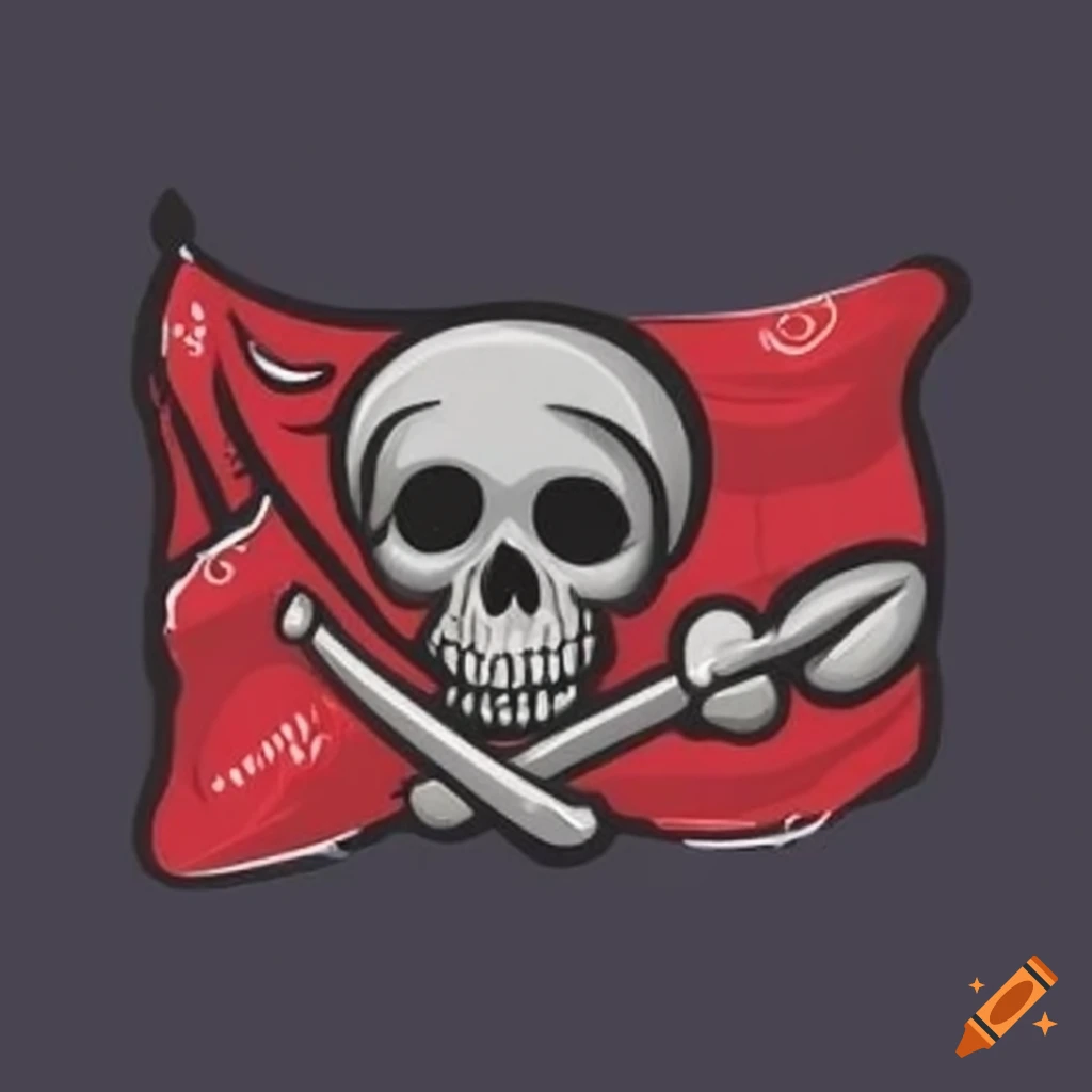 Authentic pirate flag with skull, crossbones, and swords on Craiyon