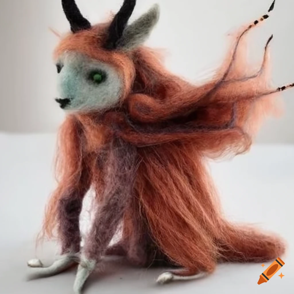 Fantasy felted wool creatures in unique clothing on Craiyon