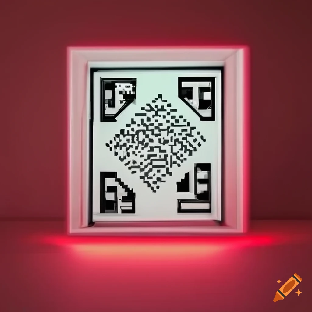 White and red themed square frame for a WiFi QR code on Craiyon