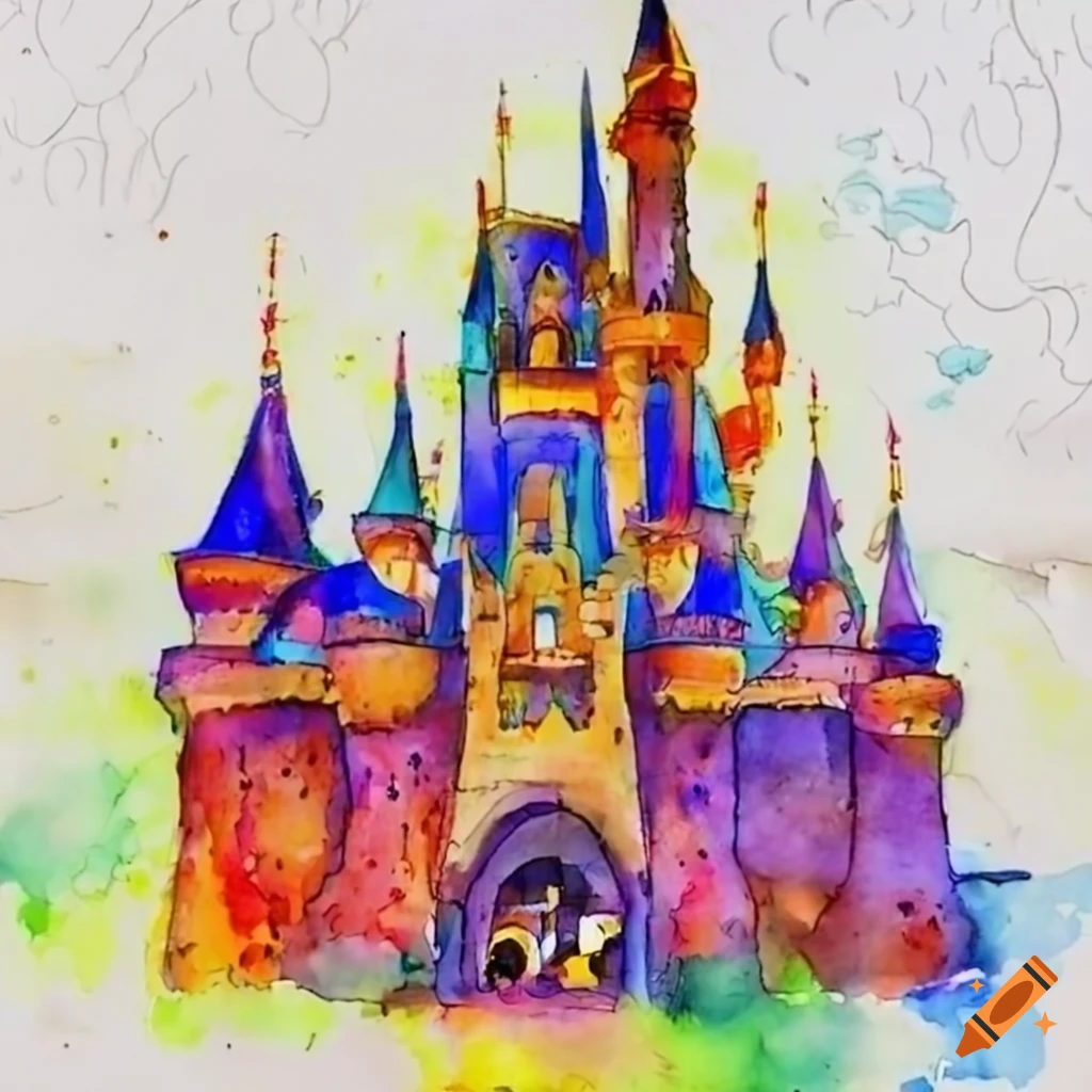 Disney castle sketch on Craiyon