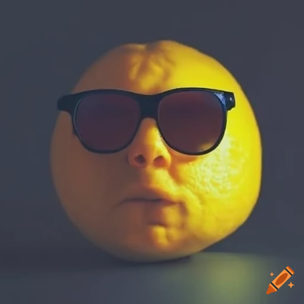 Cool lemon wearing sunglasses listening to music on Craiyon