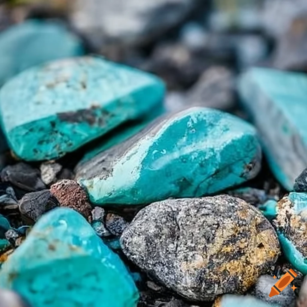 Turquoise and gray stacked rocks on Craiyon