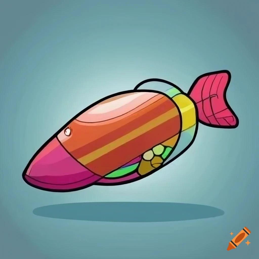 Colorful cartoon illustration of a winner portrayed as a torpedo on Craiyon