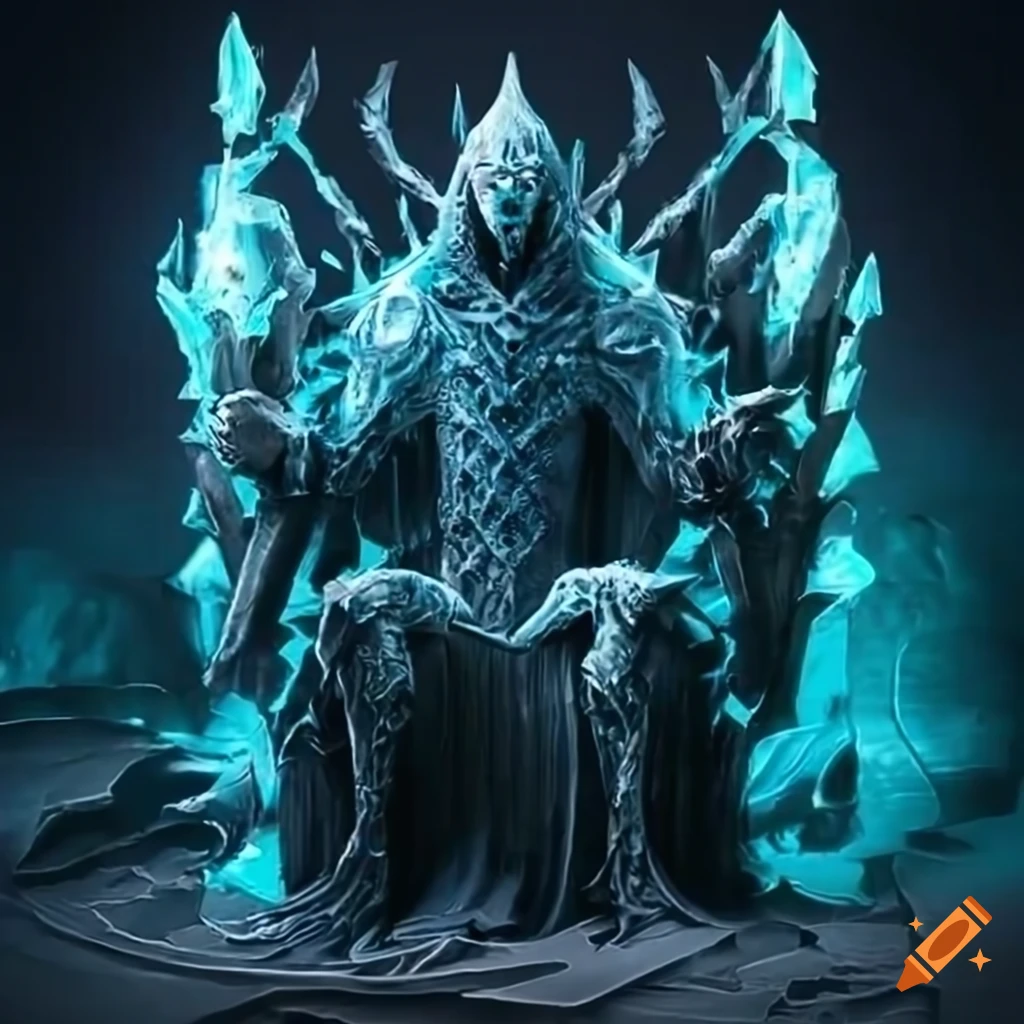 King ghoul sitting on an ice throne on Craiyon