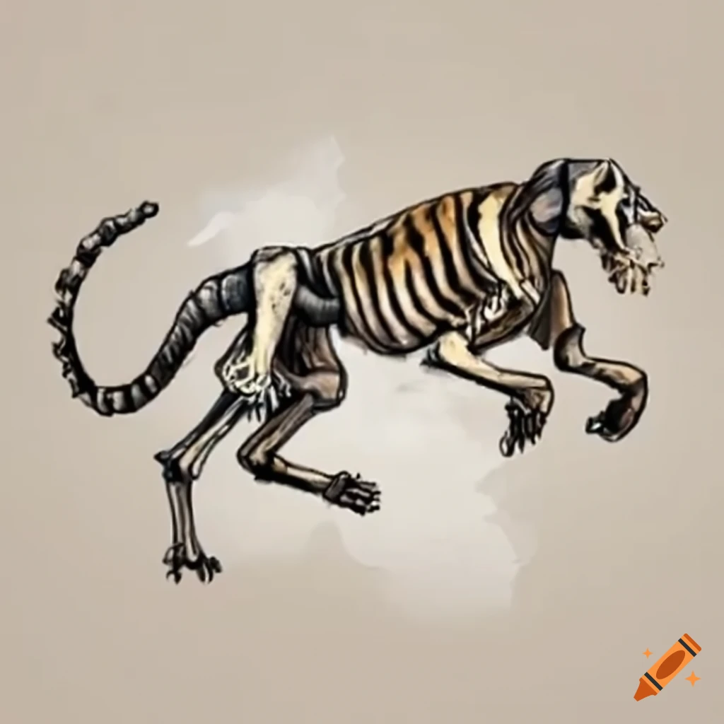 Skeleton tiger jumping on Craiyon