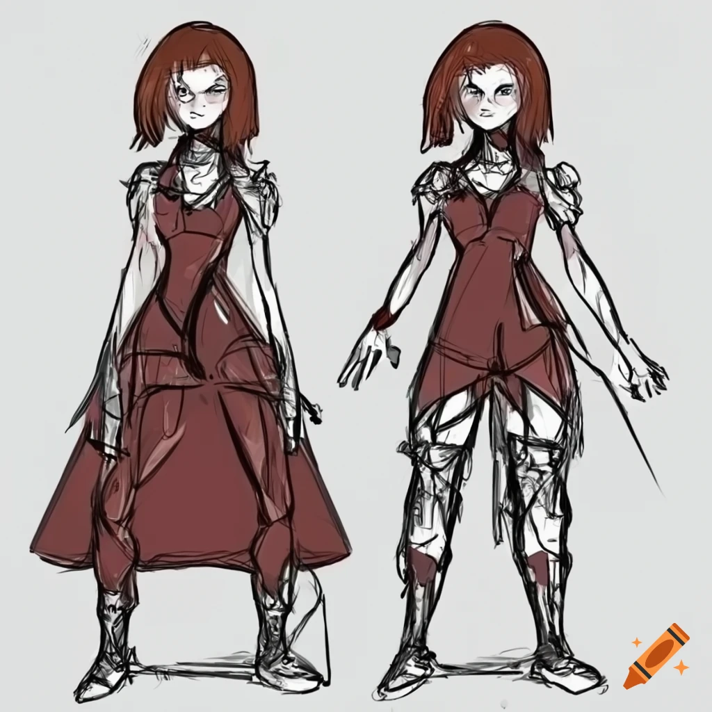 Absurd character sketch in full body view on Craiyon