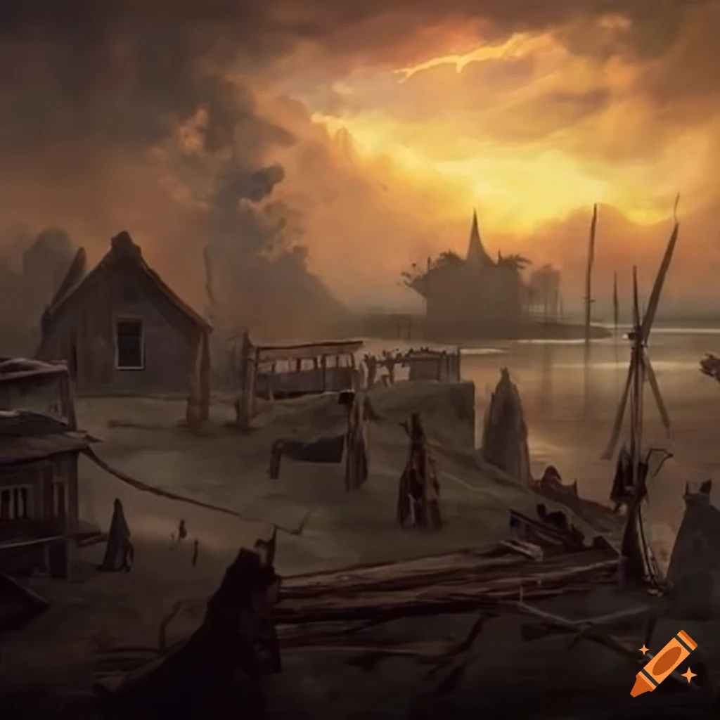 Elders journeying through a post-apocalyptic medieval landscape in ...