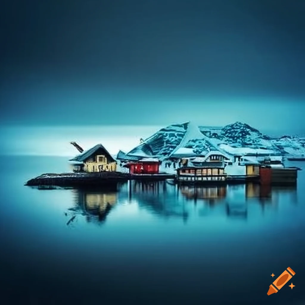 Rainy port town with inuit architecture on Craiyon