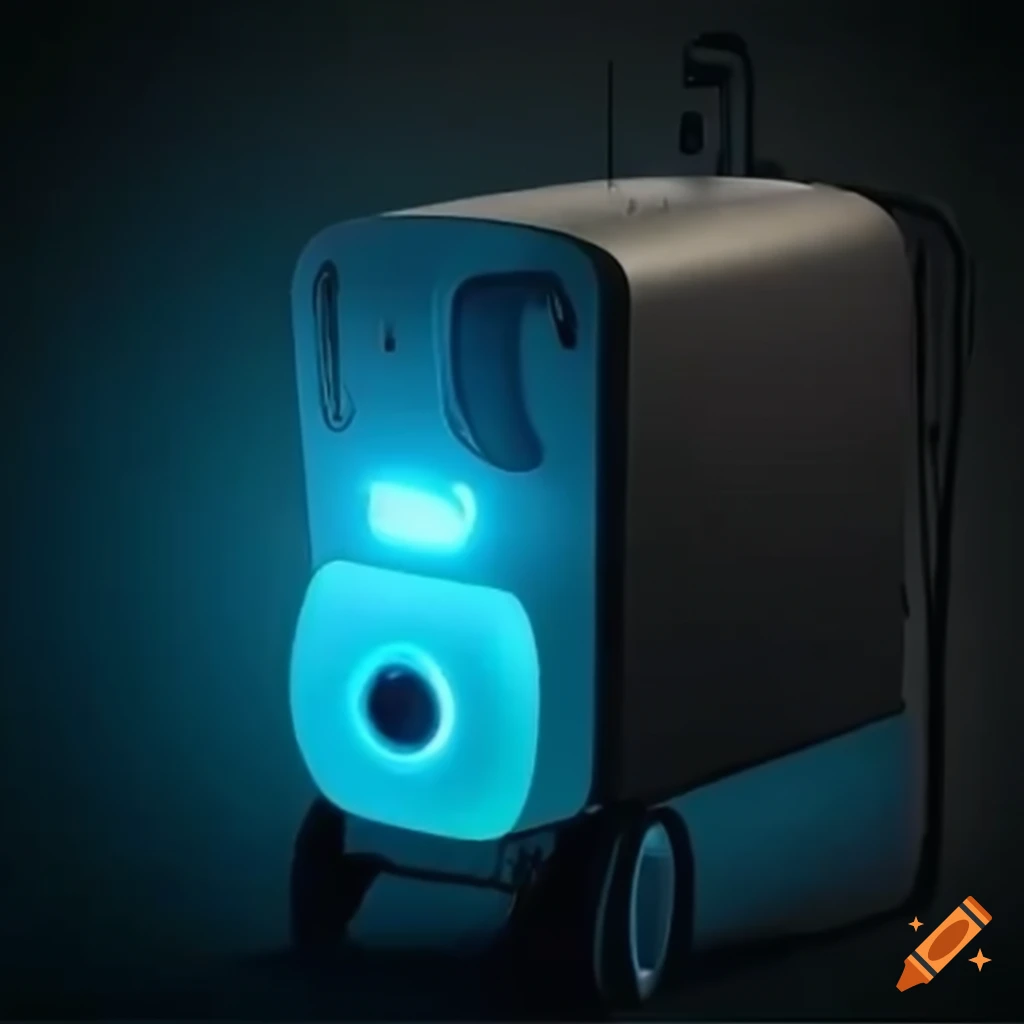 Crushed garbage bin transformed into a robot appliance on Craiyon