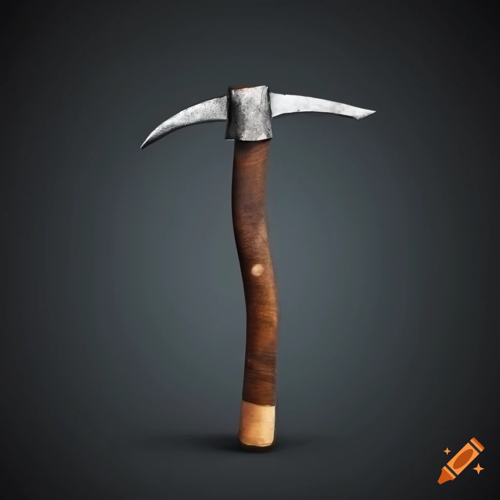 Metal pickaxe on a black background on Craiyon