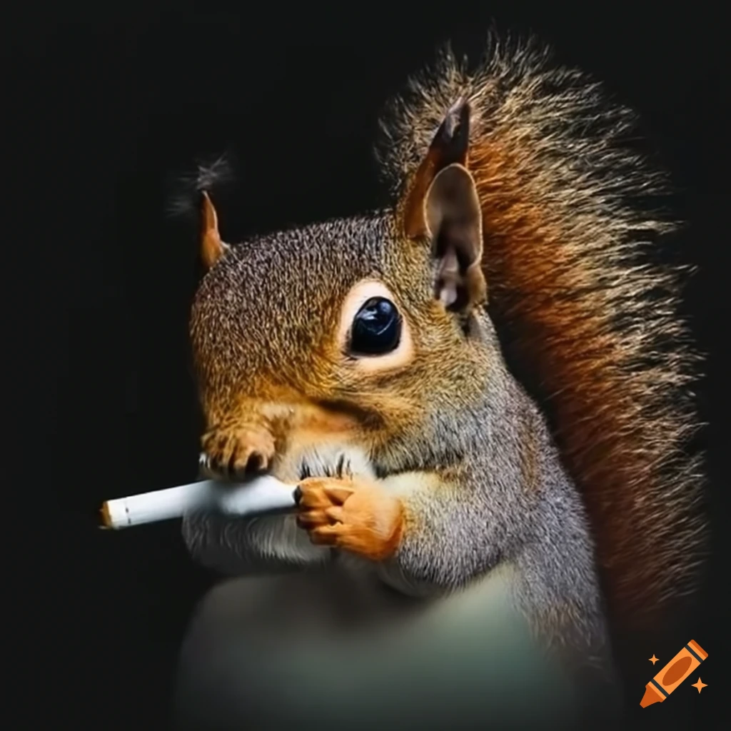 Tired squirrel with a cigarette on Craiyon
