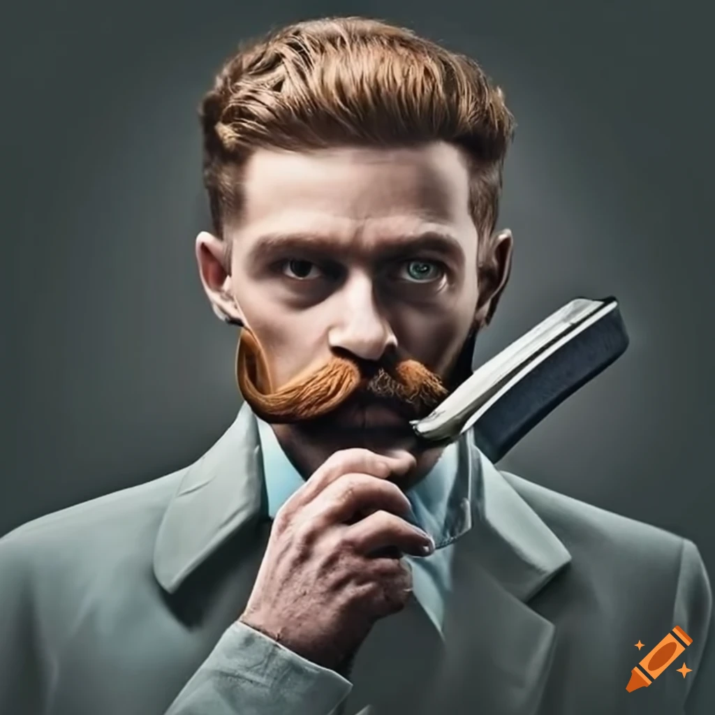 Barber razor man with mustache on Craiyon
