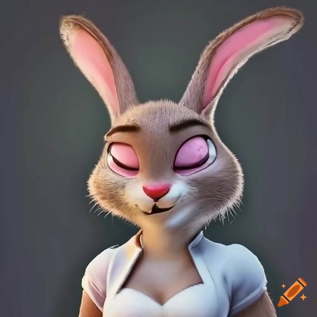 Female rabbit character with closed eyes and white dress inspired by ...