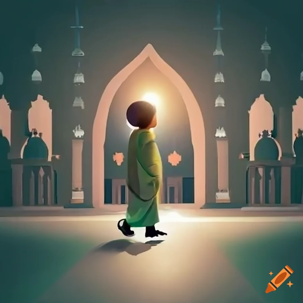 Child walking to mosque on Craiyon